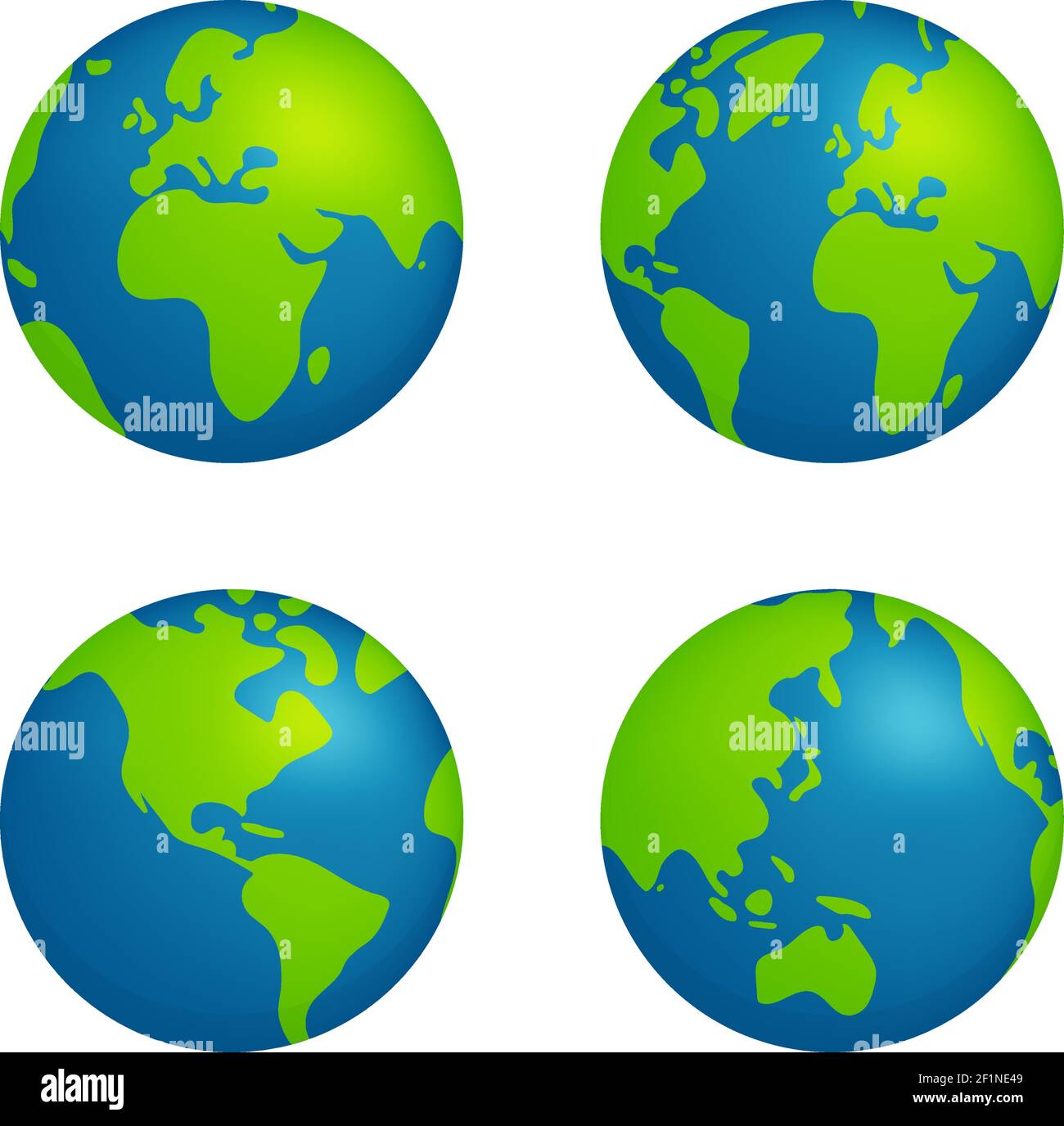 Simplified earth globe vector illustration set Stock Vector Image & Art ...