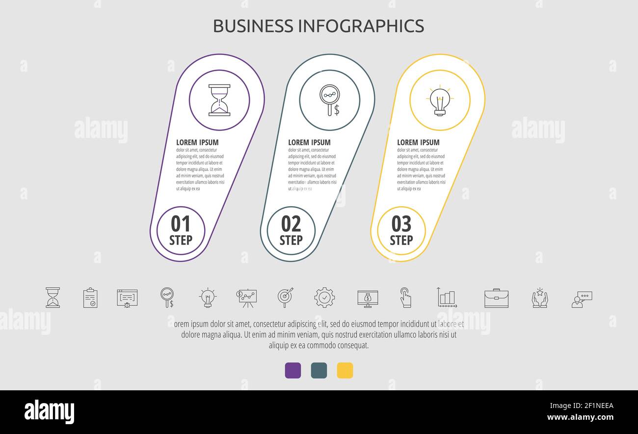 Business vector infographic circles for three label, diagram, graph ...