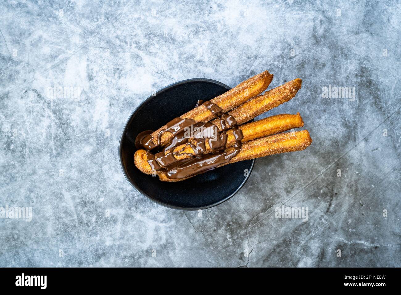 Churros Sticks with Chocolate Sauce . Fried Dough Pastry Traditional ...