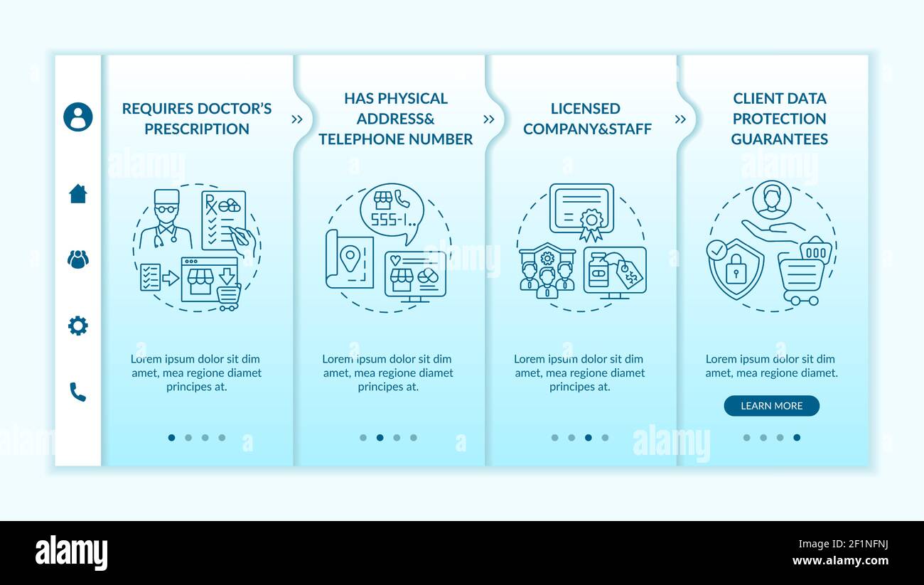 Safe online pharmacy signs onboarding vector template Stock Vector ...
