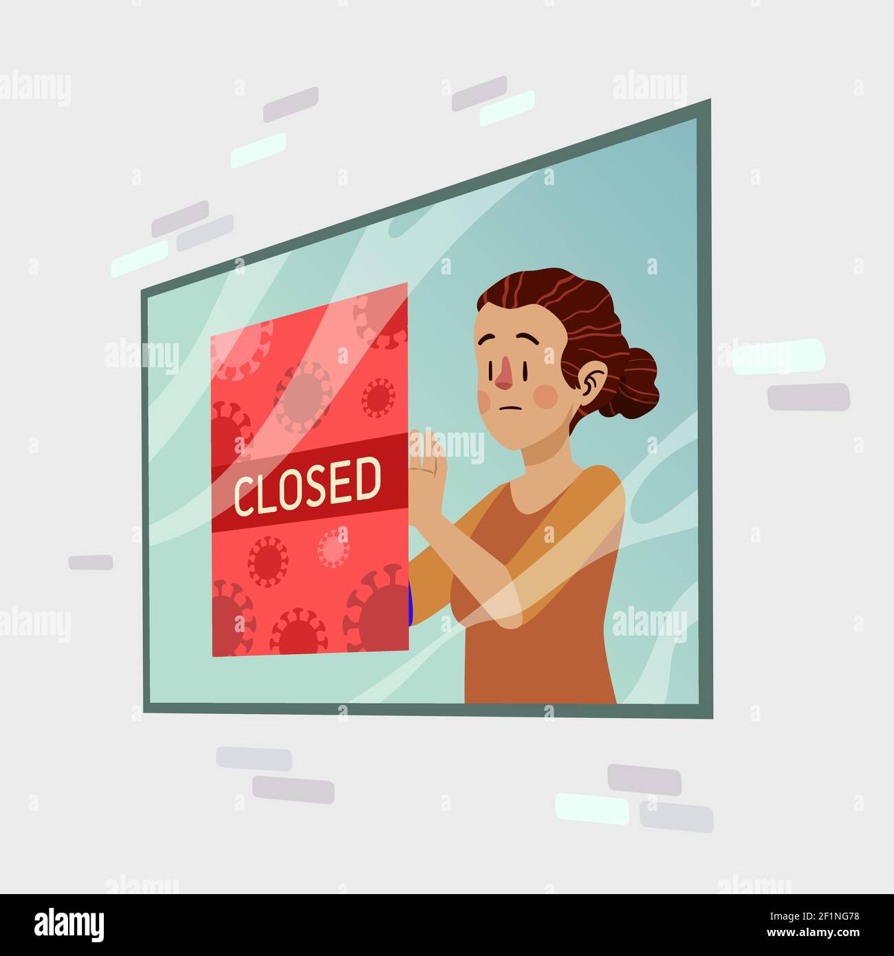 Organic flat design people hanging a closed signboard Vector ...