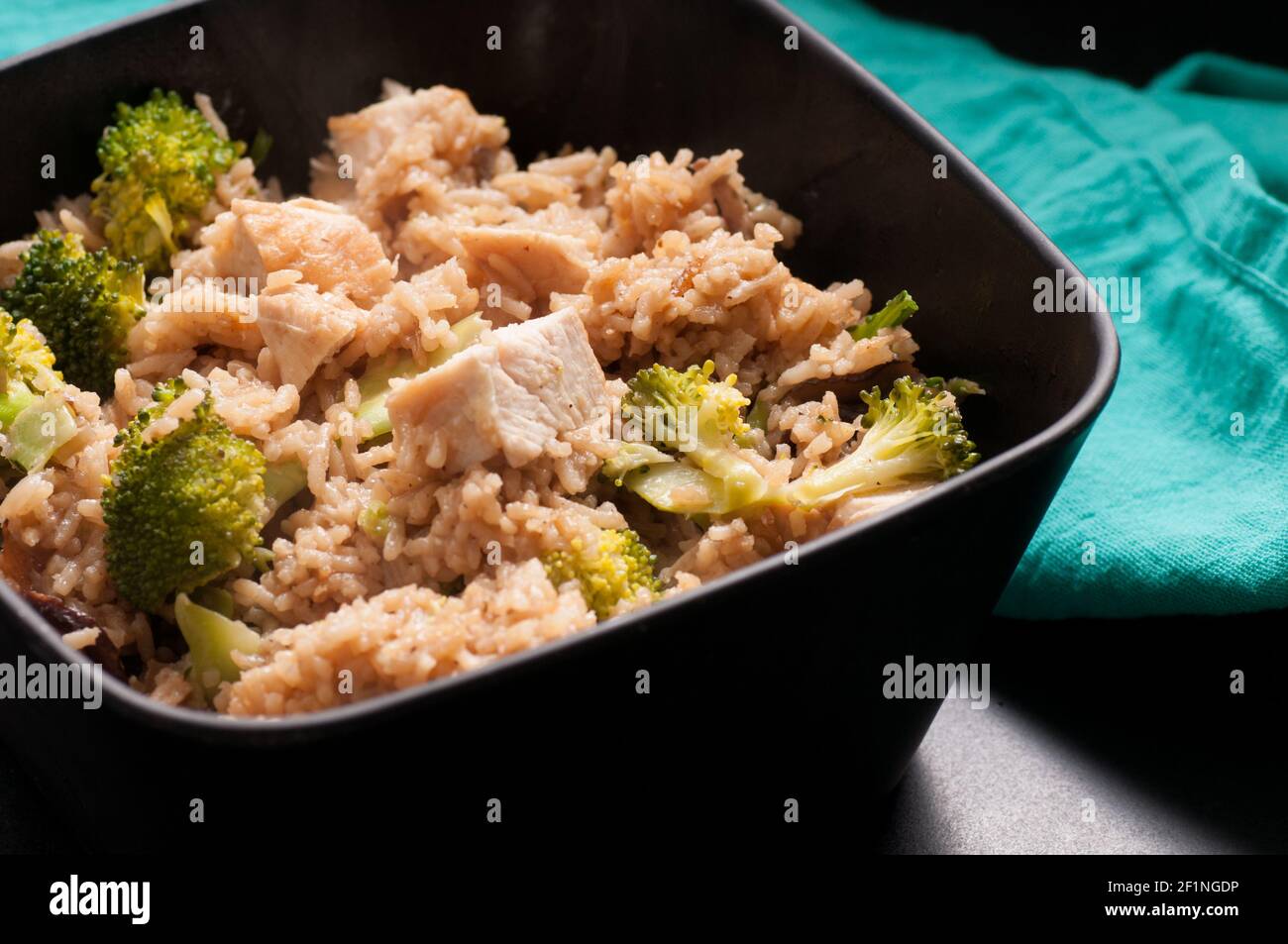 wok fried chicken stir fry with rice and chinese vegetables Stock Photo ...