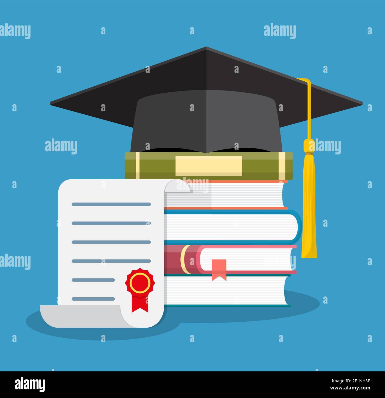 Graduation hat school books Stock Vector Images - Alamy