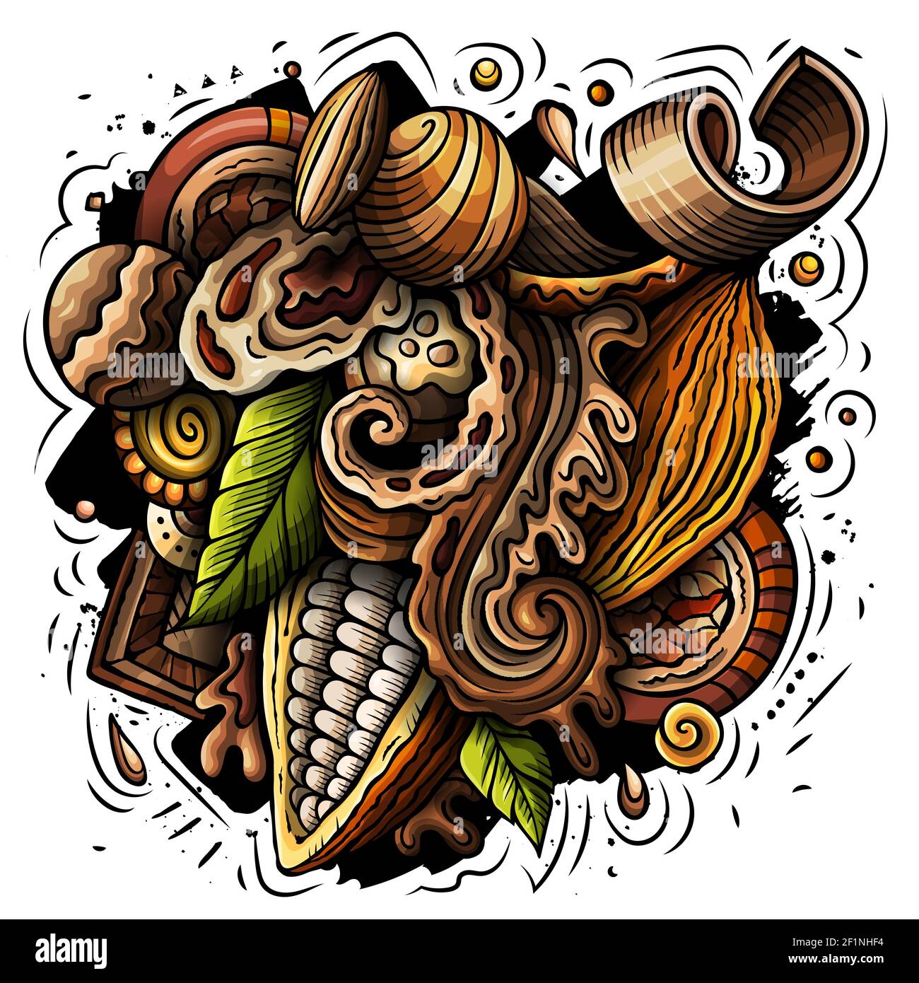 Chocolate hand drawn vector doodles illustration. Choco poster design ...