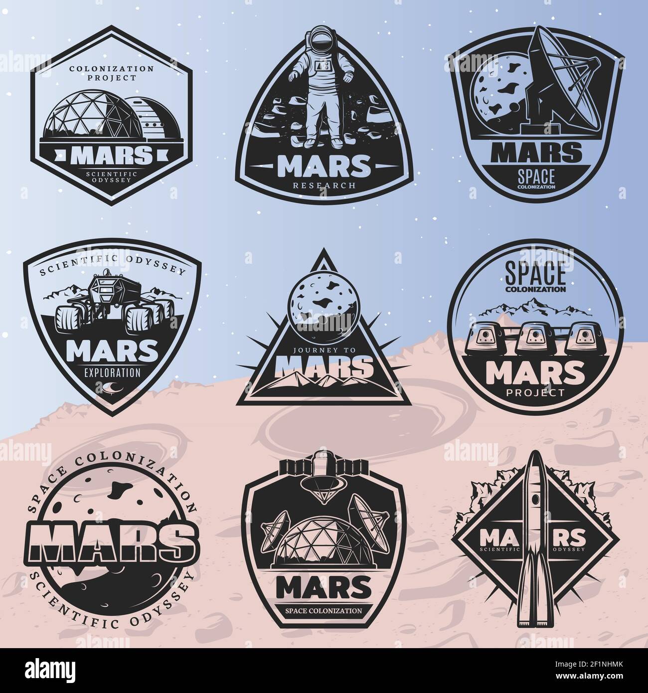 Space science space exploration landscape color Stock Vector Images - Alamy