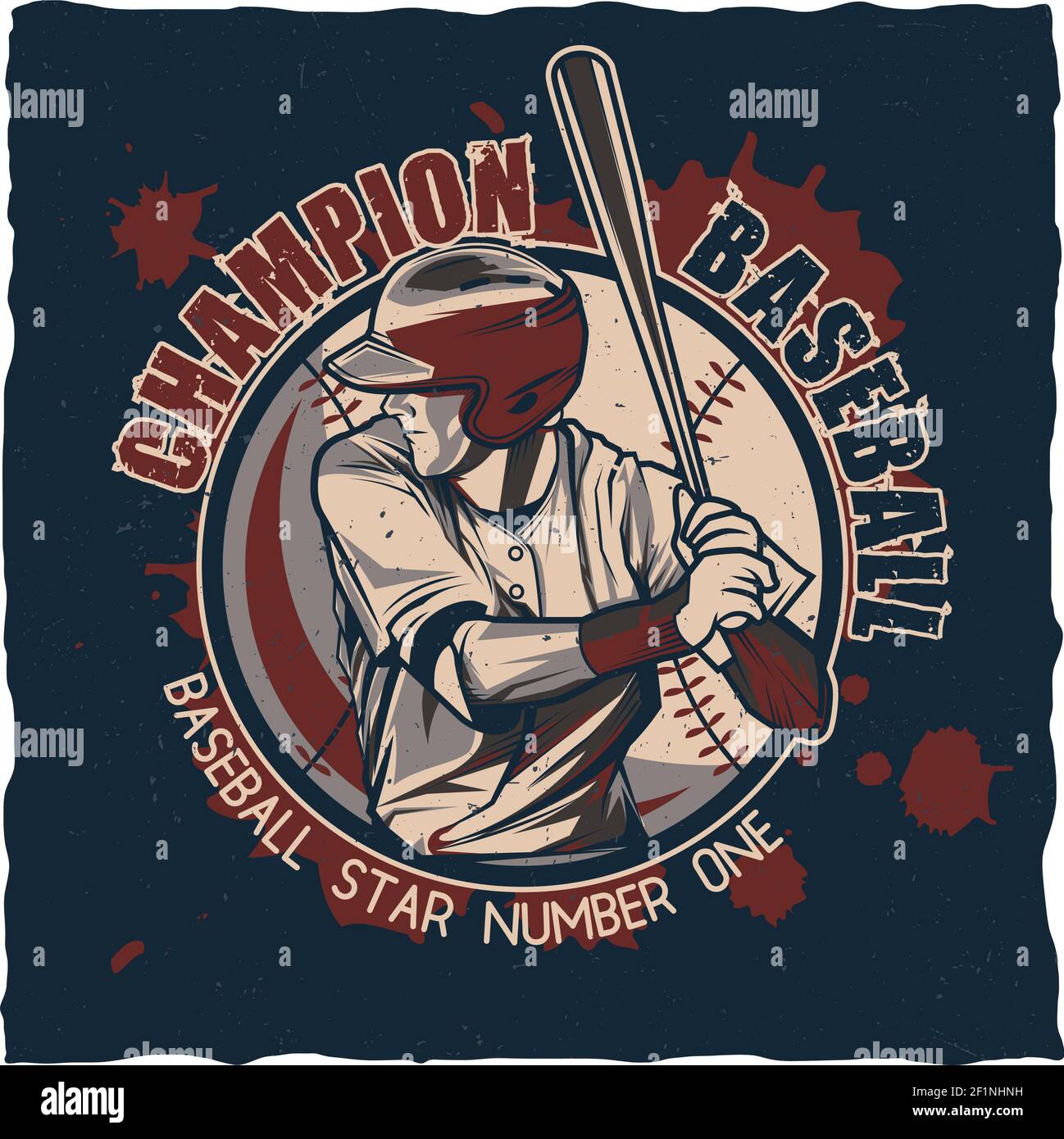 Baseball t-shirt label design with illustration of baseball player ...