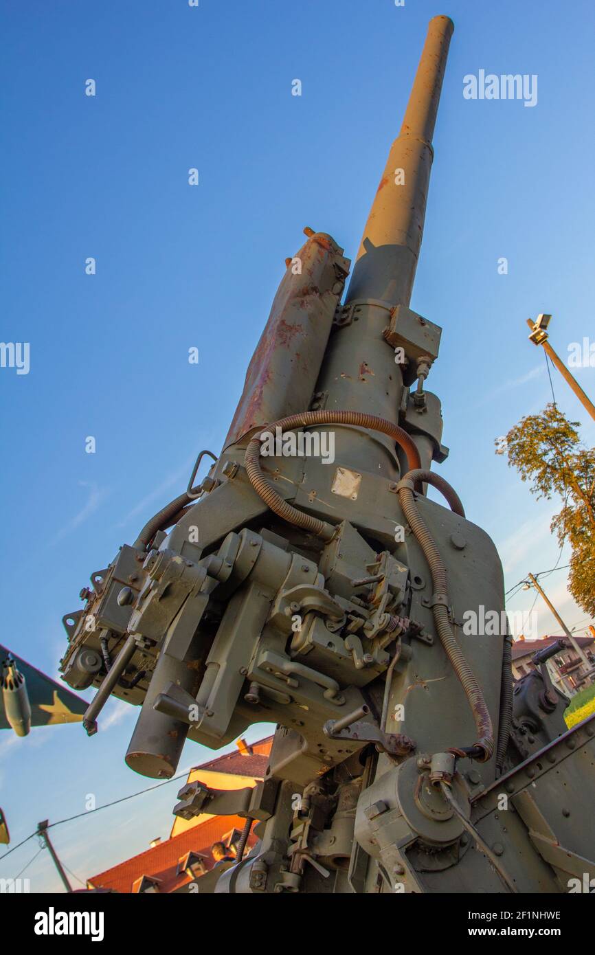 KARLOVAC, CROATIA - Aug 12, 2011: Artillery piece in The Homeland War ...
