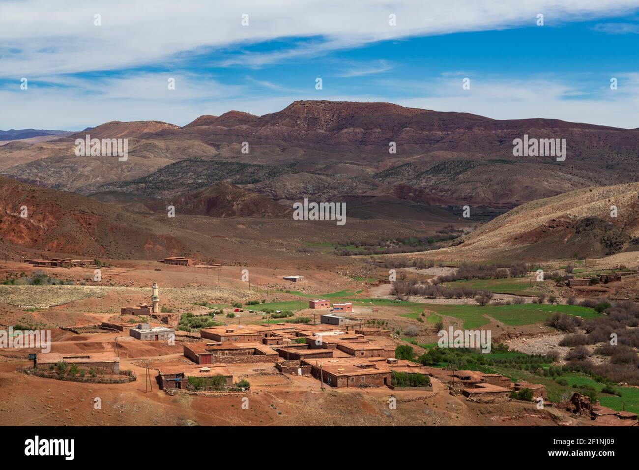 A small traditional village in the Atlas Mountains region, in Morocco ...