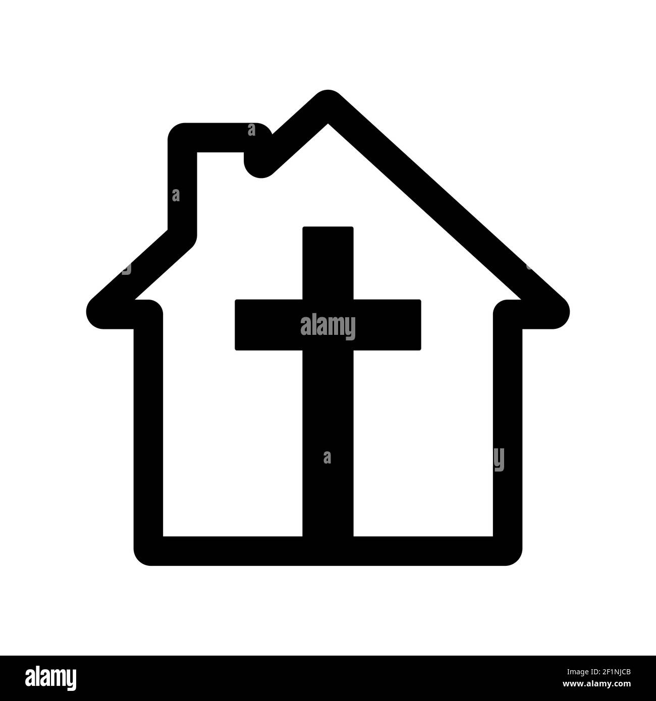 Church icon. Black house icon with christian cross symbol. Vector ...