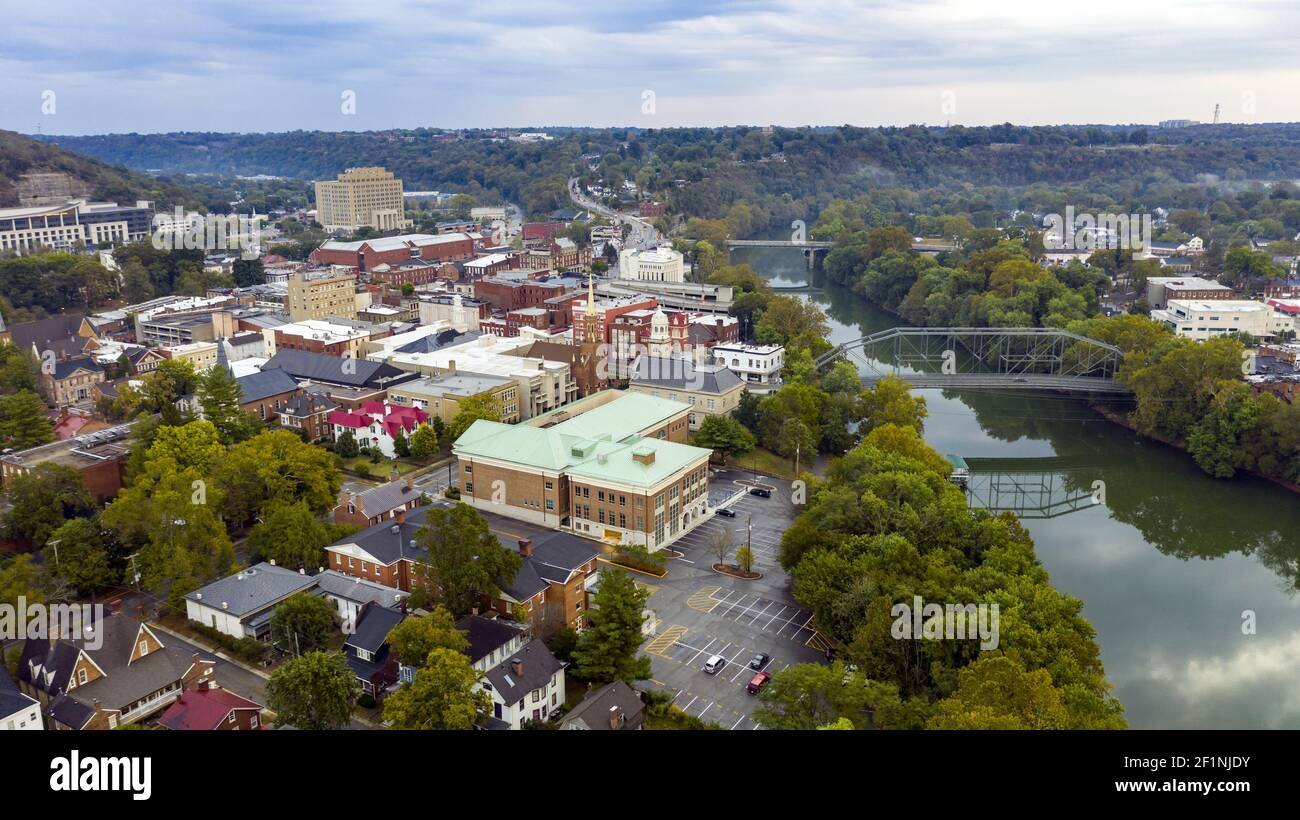 Aerial View Isolated on the State Capital City Downtown Frankfort ...