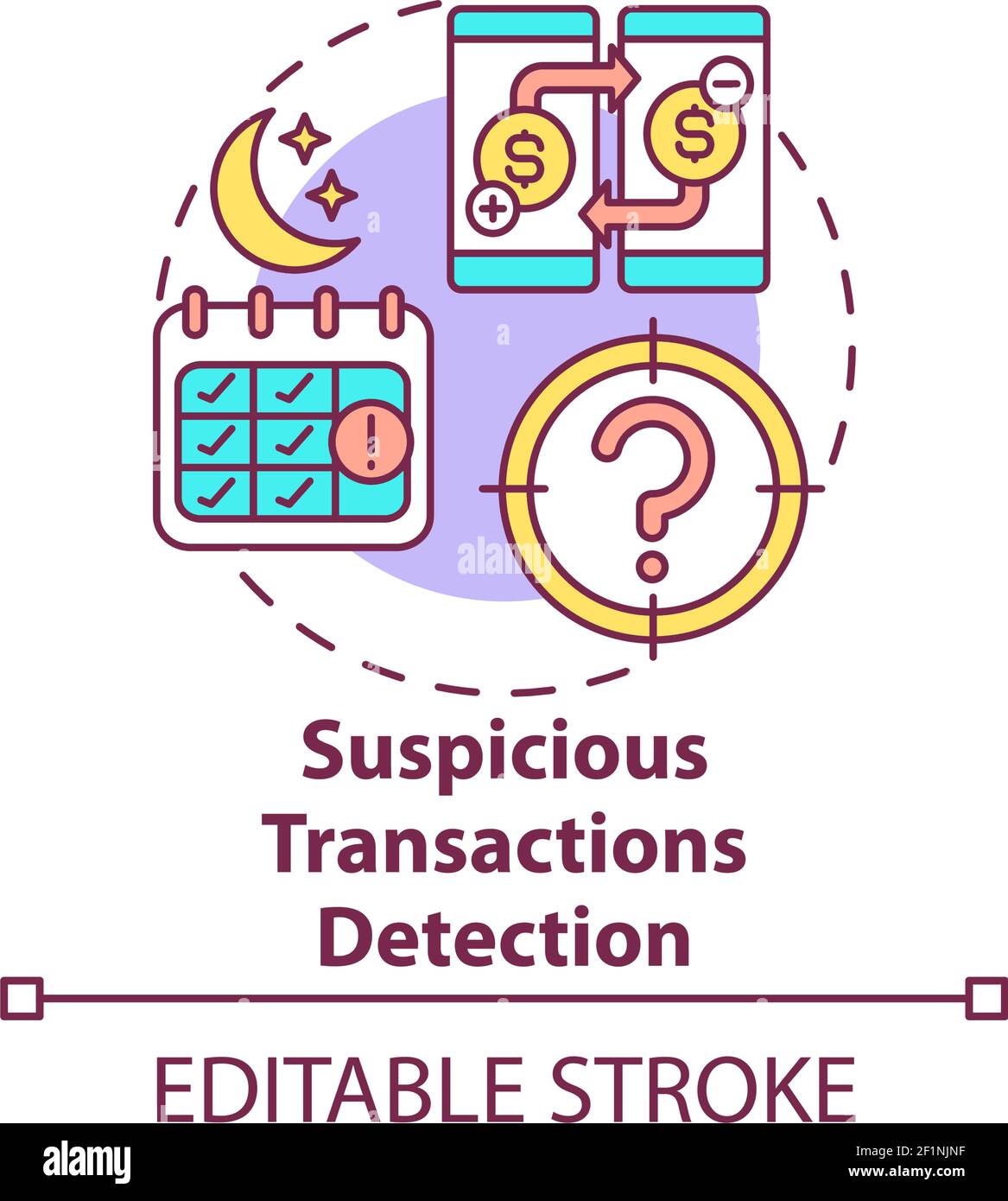 Suspicious transactions detection concept icon Stock Vector Image & Art ...