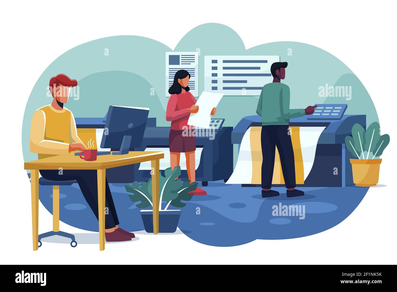 Print shop illustration production Cut Out Stock Images & Pictures - Alamy