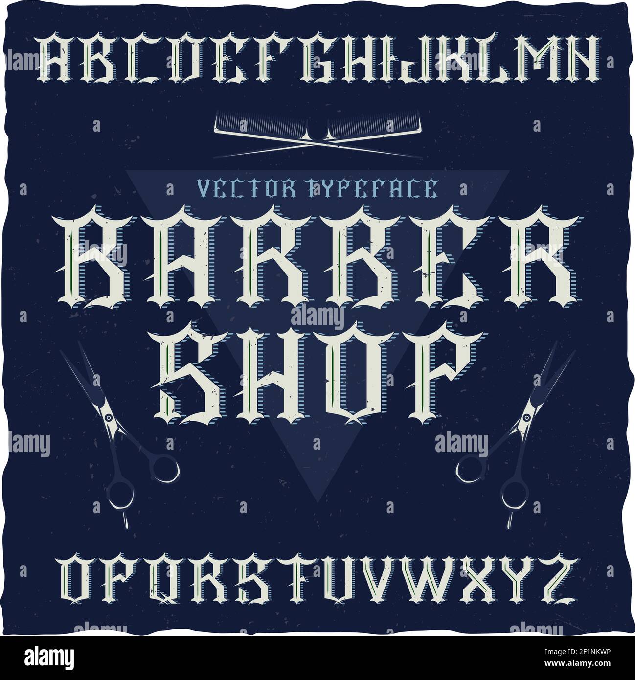 Barber Shop label font and sample label design with decoration and ...