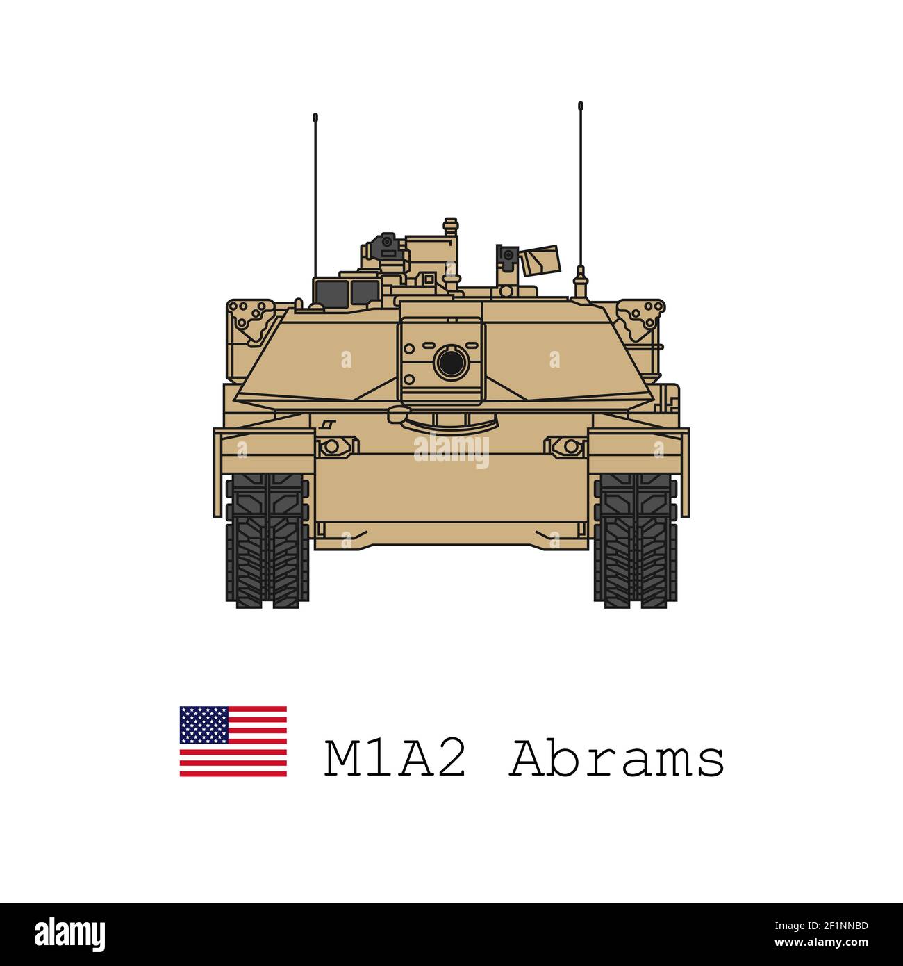 Realistic color vector icon of the main battle tank of the US Armed ...