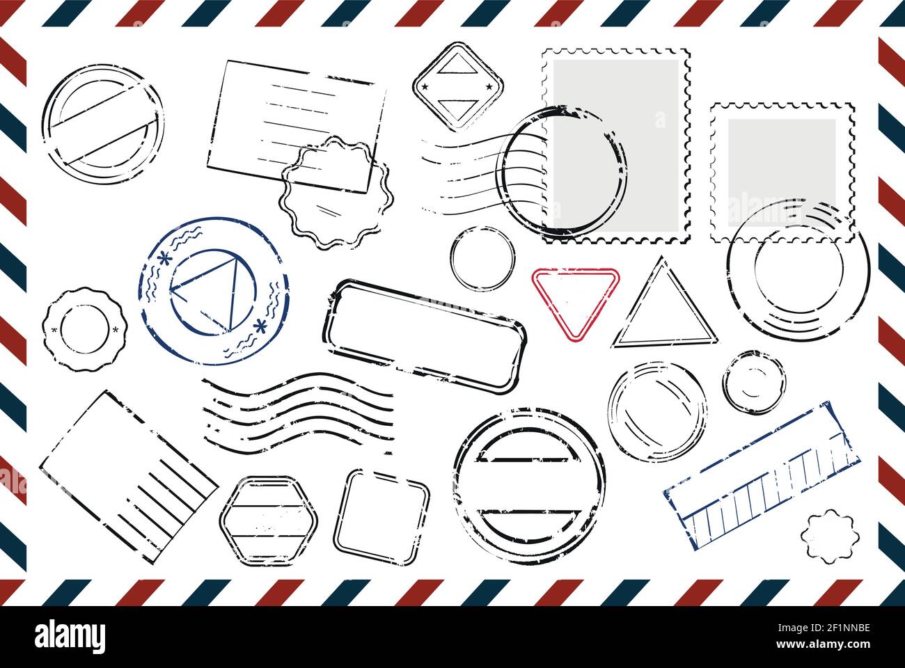 Composition with variety of stamps with place for text and postmarks on ...