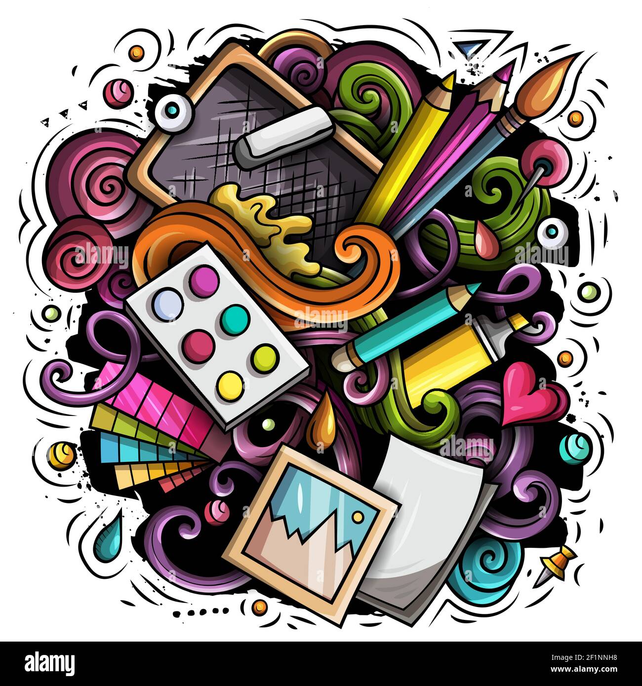 Artist cartoon doodle illustration. Funny Art design. Creative vector ...