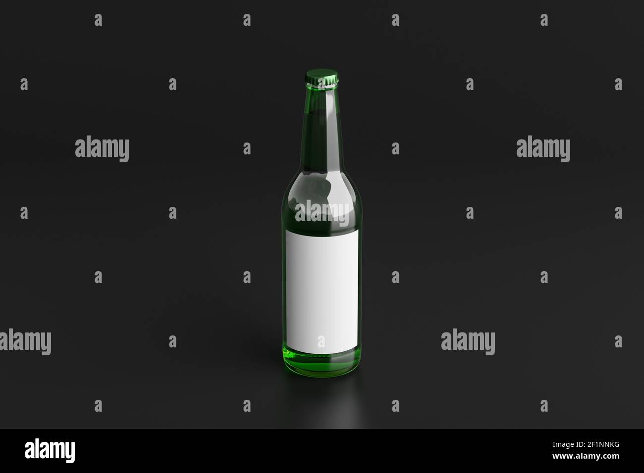 Beer bottle 500ml mock up with blank label on black background. Side ...