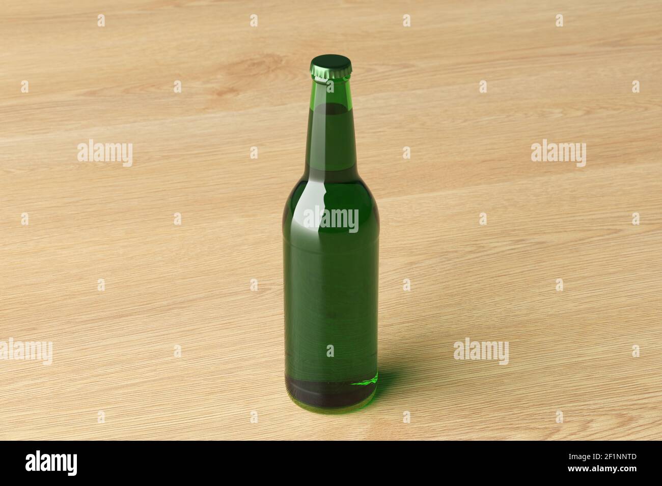 Beer bottle 500ml mock up on wooden background. Side view Stock Photo ...