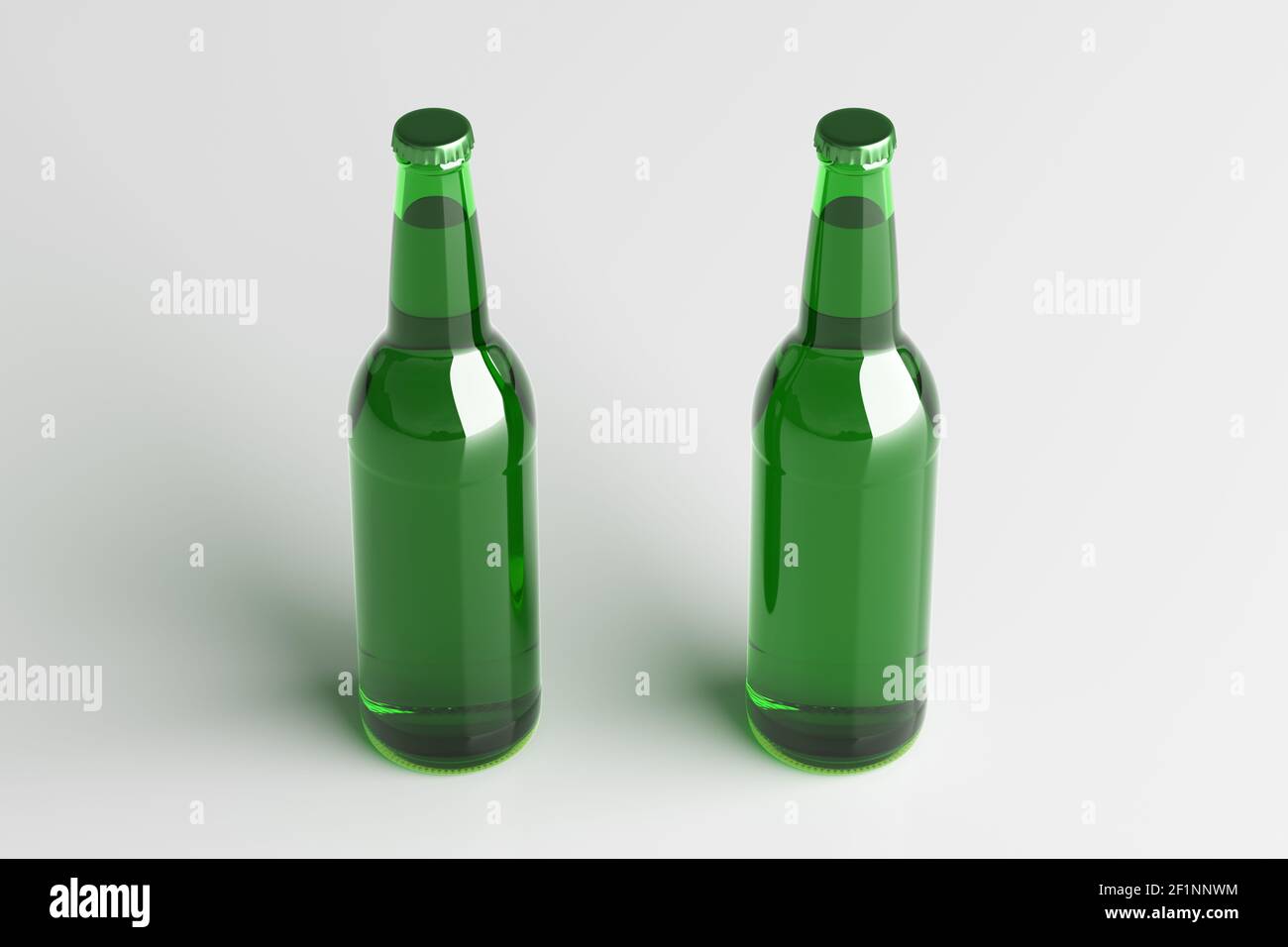 Two beer bottles 500ml mock up on white background. Side view Stock ...