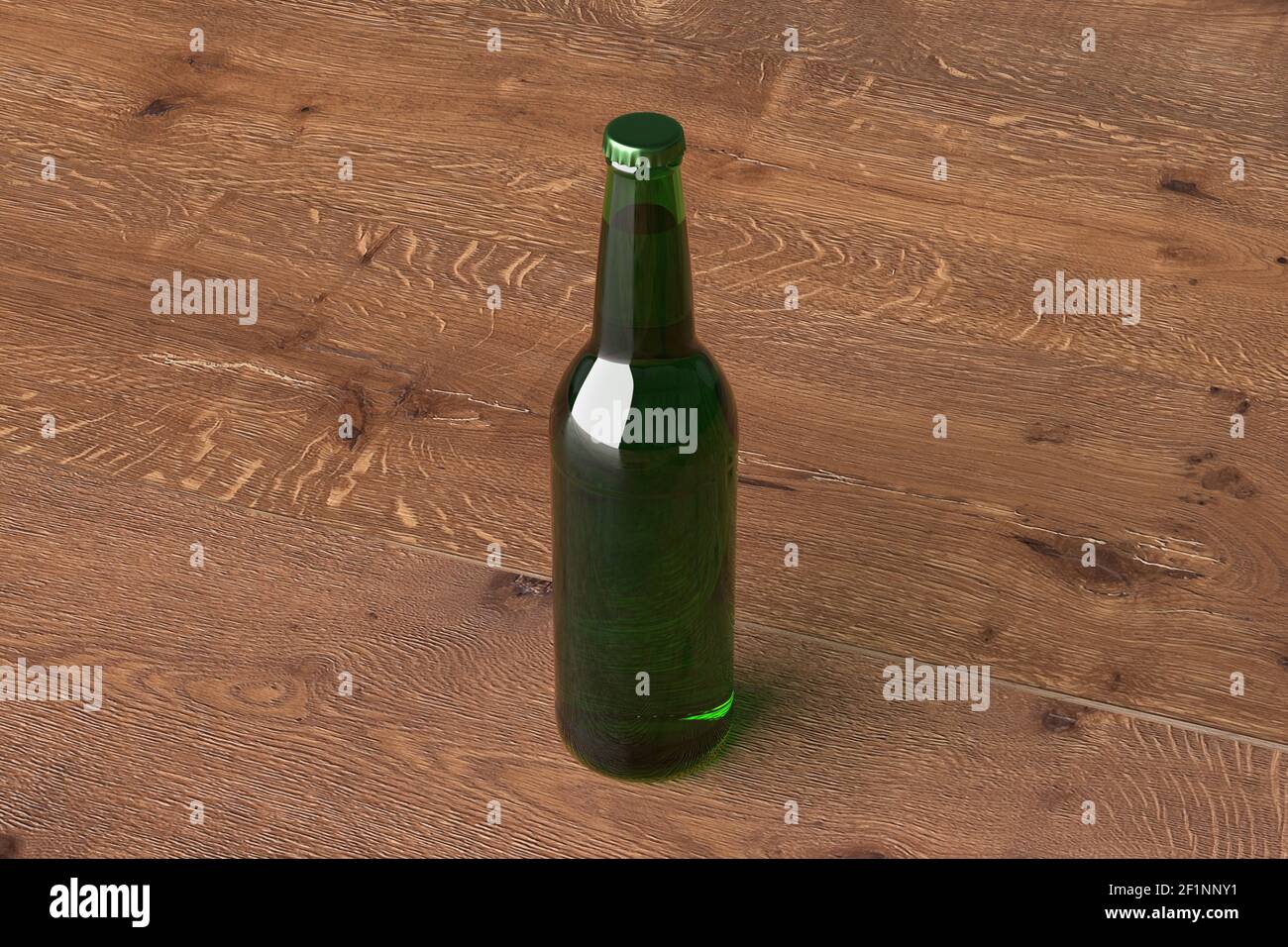 Beer bottle 500ml mock up on wooden background. Side view Stock Photo ...