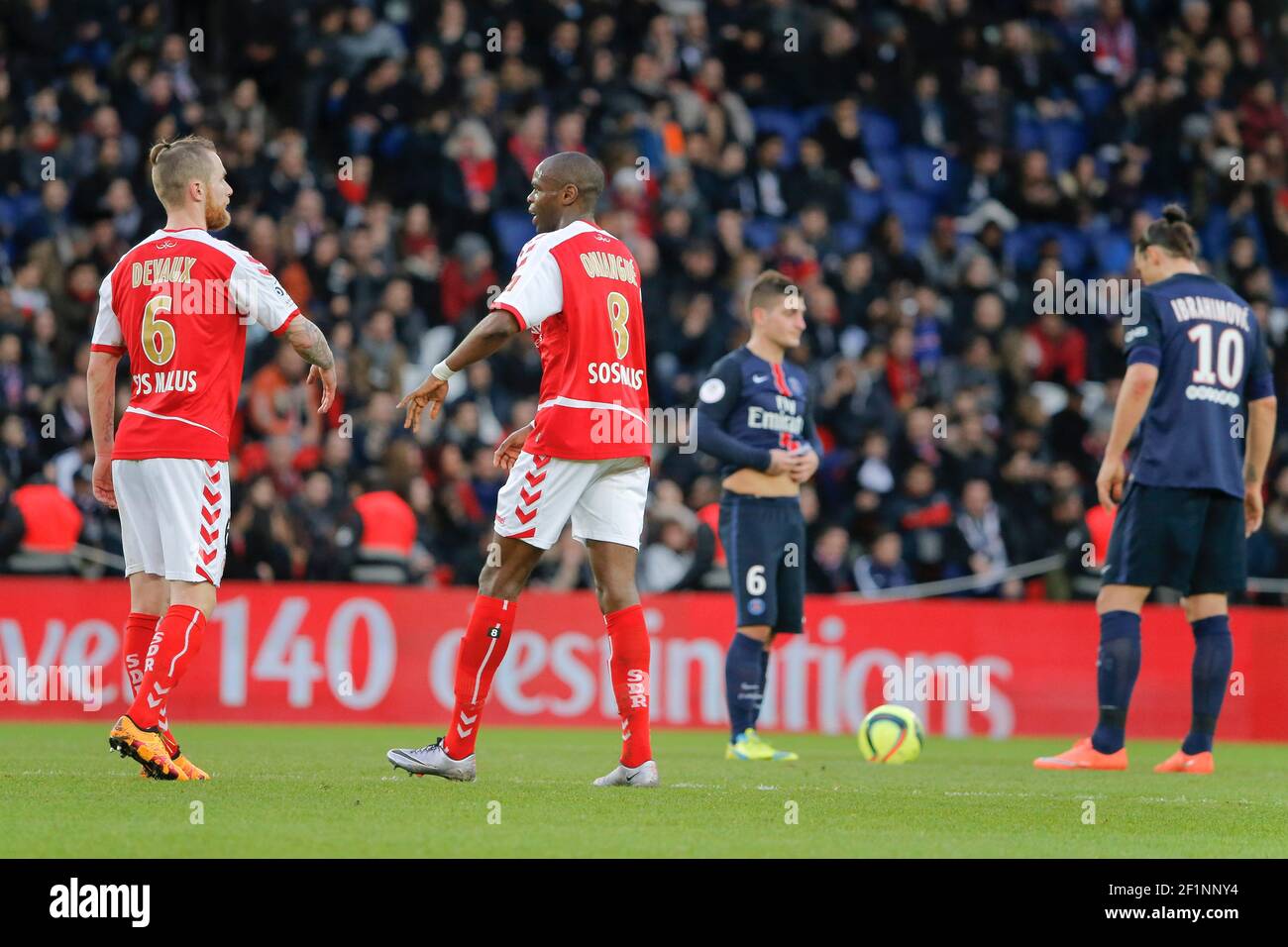 Prince Oniangue (Stade de Reims) scored a goal, Antoine Devaux (Stade ...