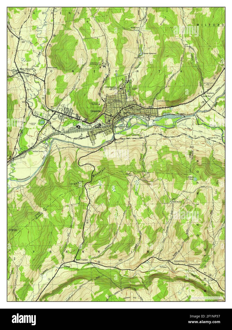 Oneonta, New York, map 1945, 1:31680, United States of America by ...