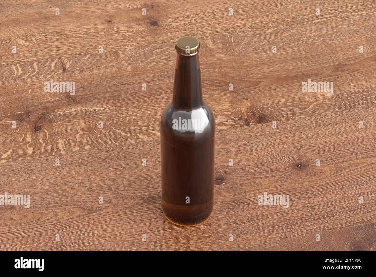 Beer bottle 500ml mock up on wooden background. Side view Stock Photo ...