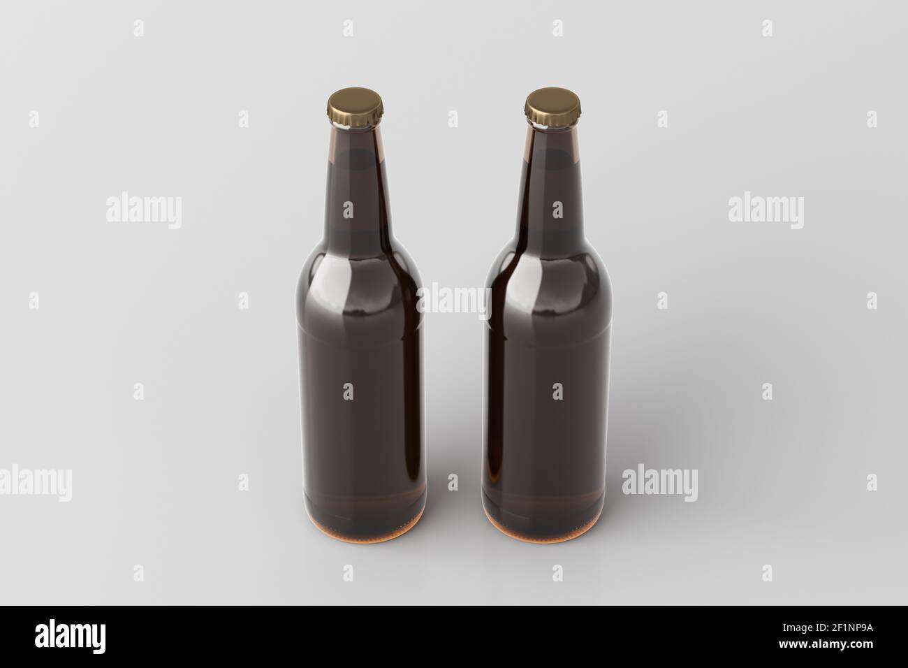 Two beer bottles 500ml mock up on white background. Side view Stock ...