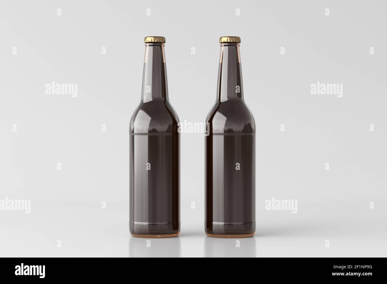 Two beer bottles 500ml mock up on white background. Front view Stock ...