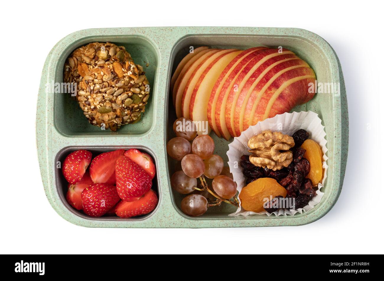 Lunch box with delicious food on a white background Stock Photo - Alamy