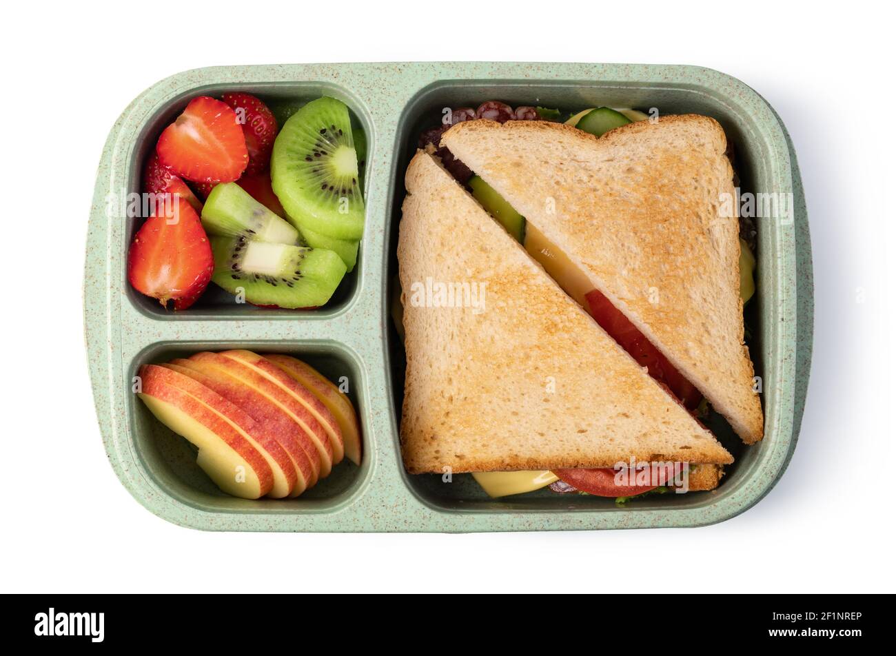 Lunch box with delicious food on a white background Stock Photo - Alamy