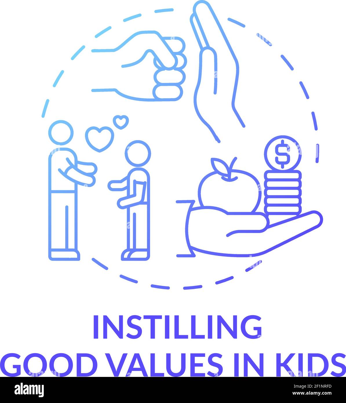 Instilling good values in kids blue gradient concept icon Stock Vector ...