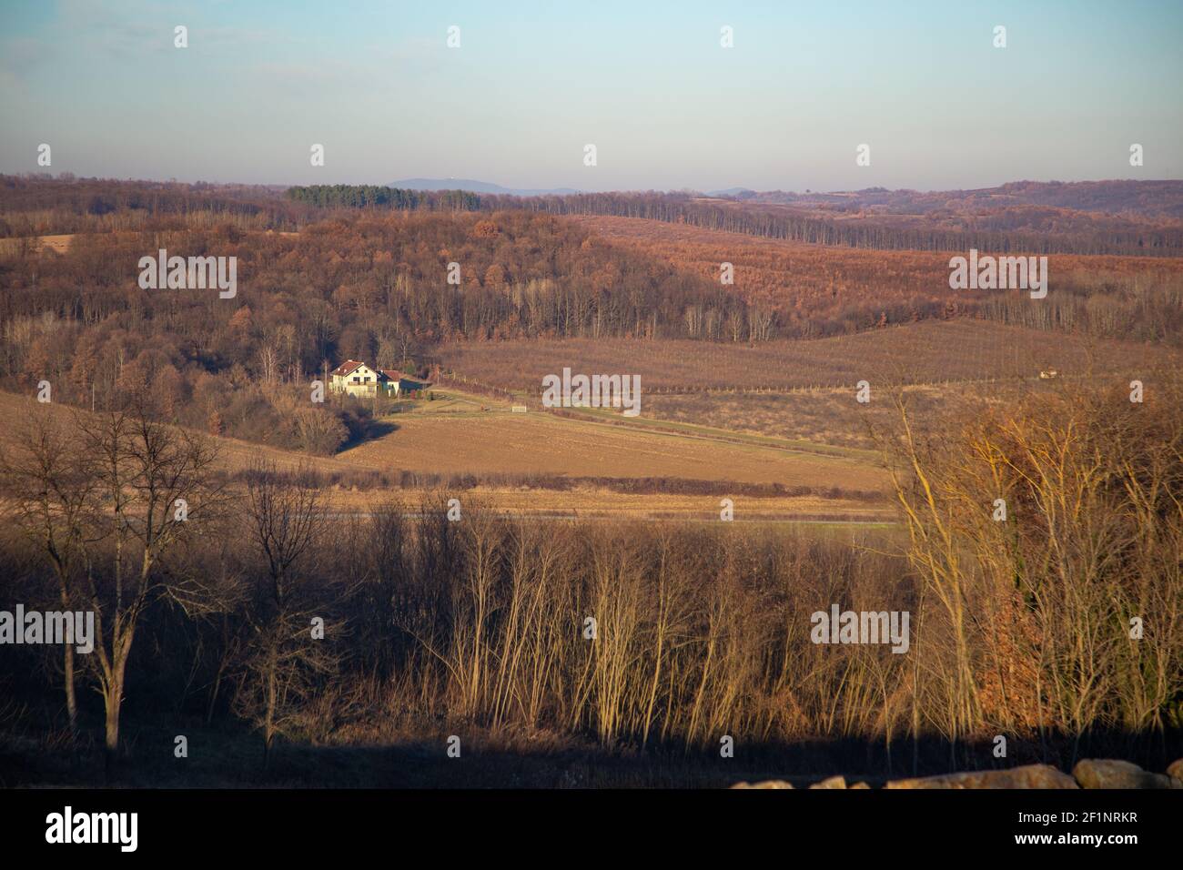 NOVA GRADISKA, CROATIA - Dec 22, 2013: Fields in Cernik village near ...