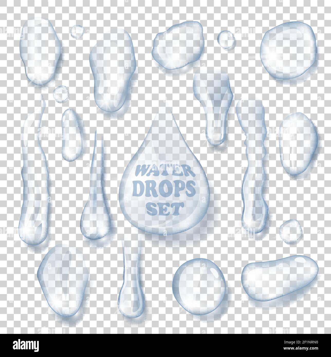Set of realistic water drops of various shape size and length isolated ...