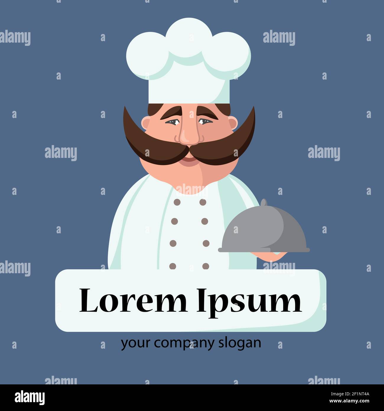 Flat vector illustration of chief-cooker with a mustache in a black ...