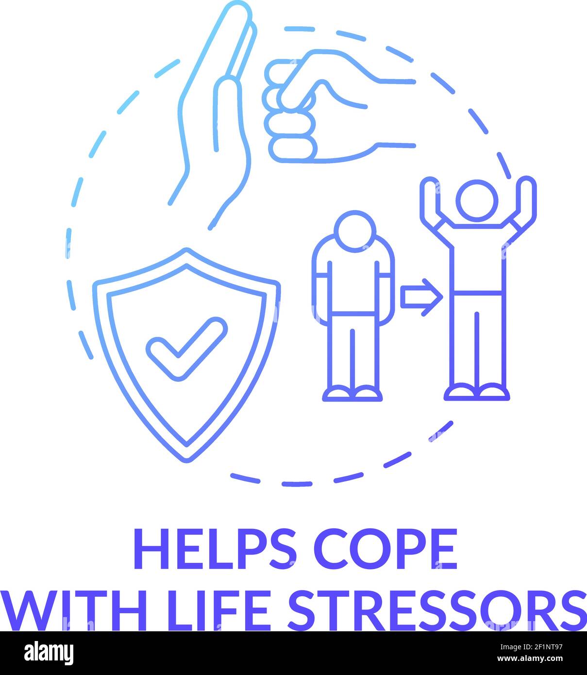 Helps cope with life stressors blue gradient concept icon Stock Vector ...