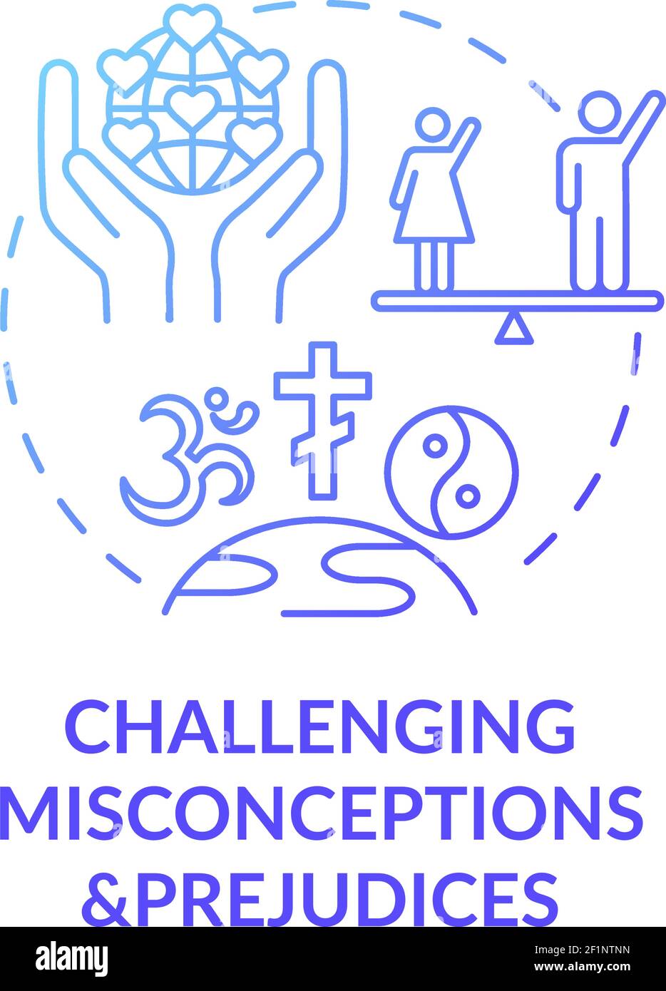 Challenging misconceptions and prejudices blue gradient concept icon ...
