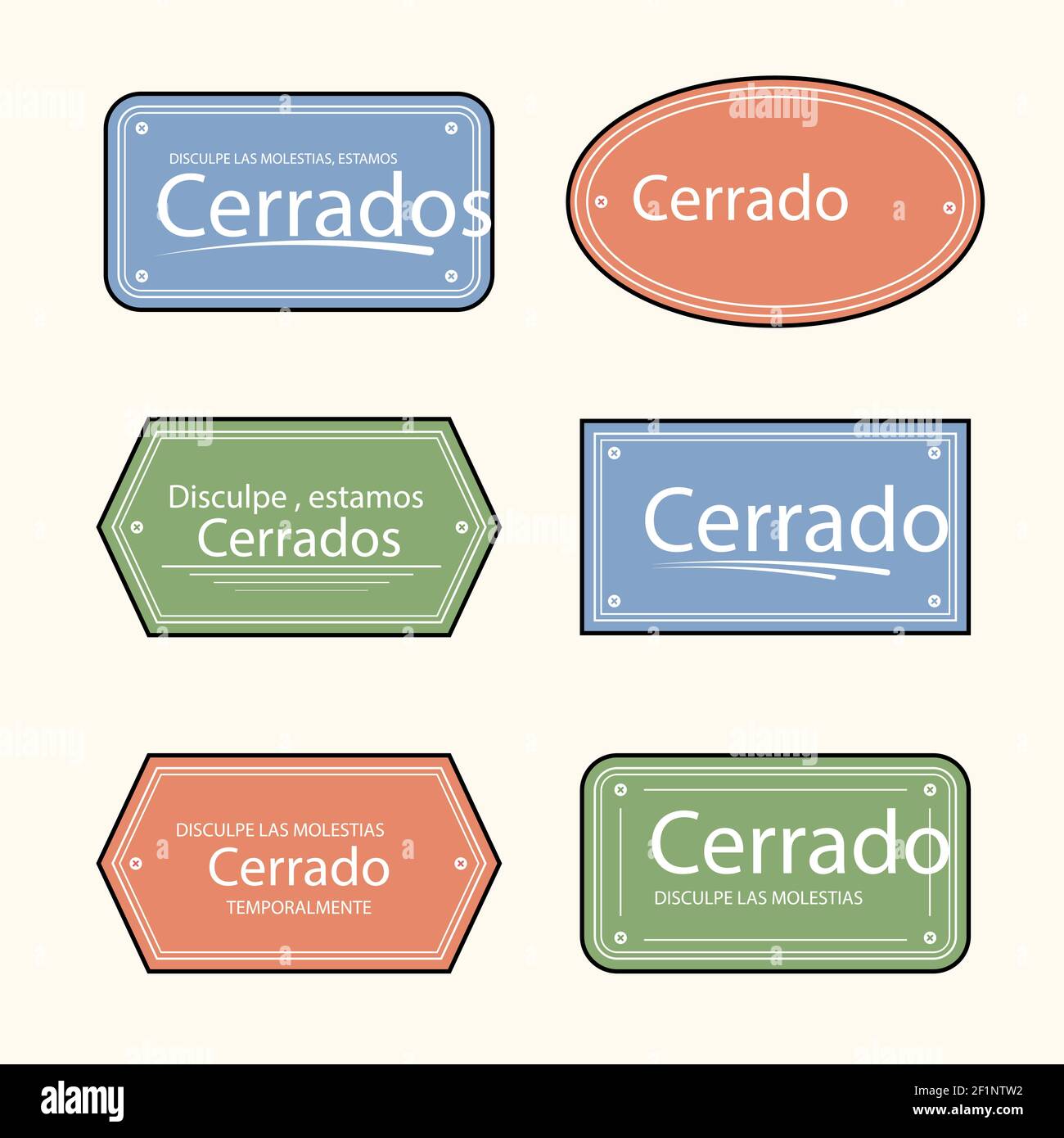 Vintage cerrado signboard collection Vector illustration Stock Vector ...