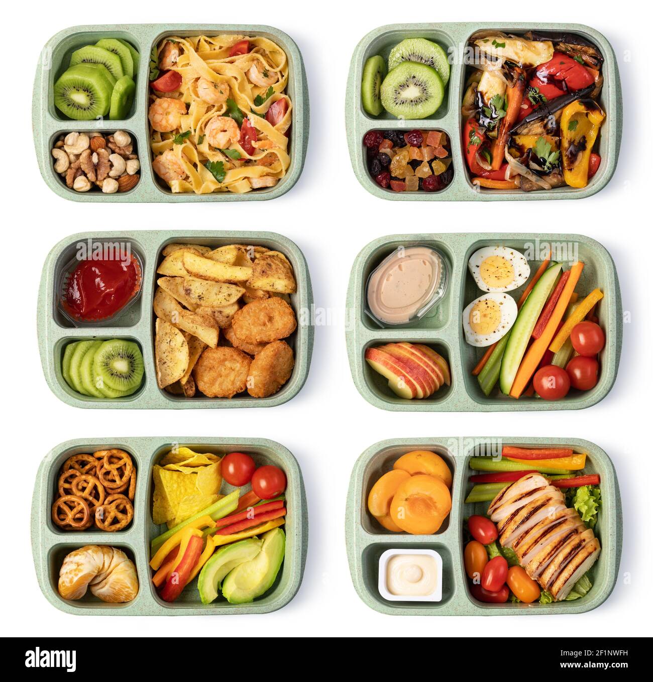 Lunch box with delicious food on a white background Stock Photo - Alamy