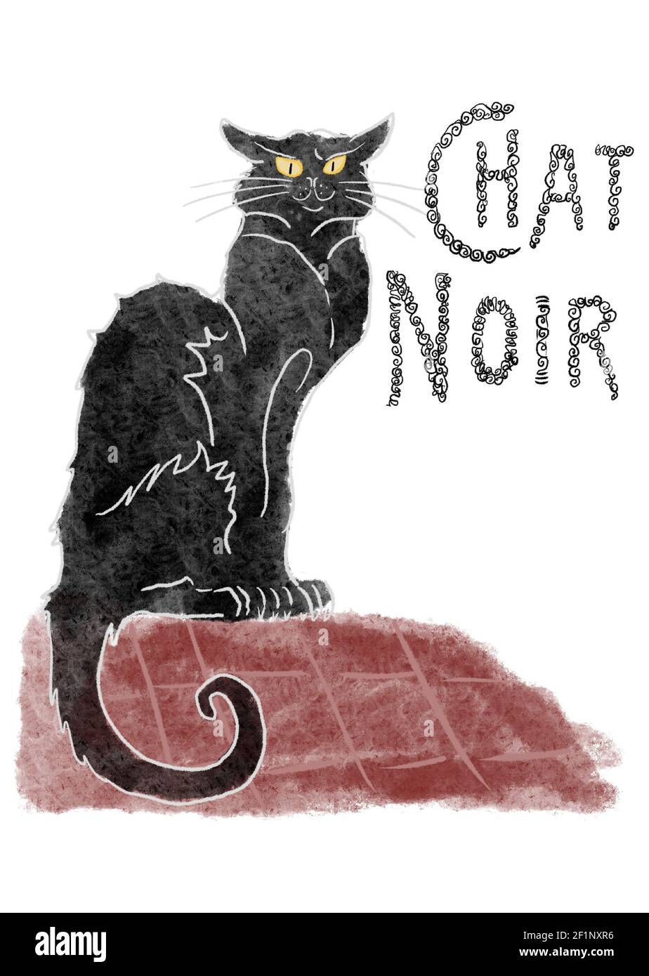 chat noir hand drawn illustration art Stock Photo - Alamy