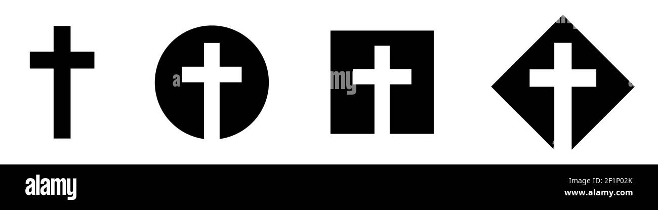 Christian cross icon. Set of geometric church logos. Isolated religion ...