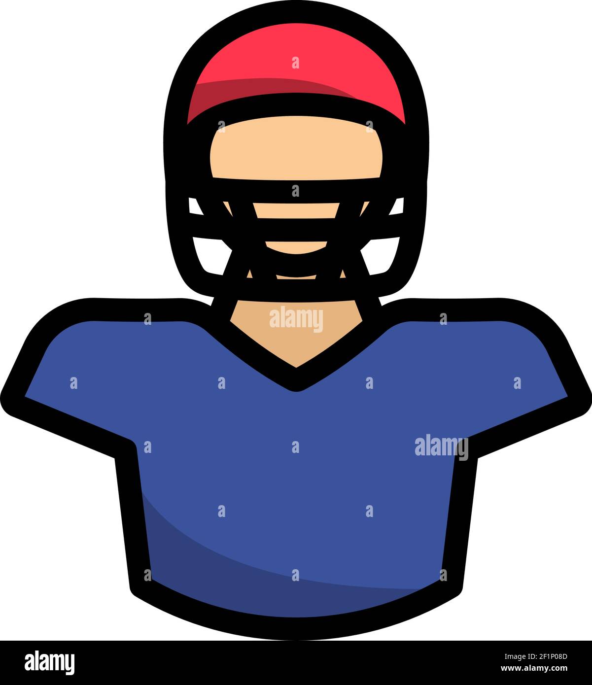 American Football Player Icon. Editable Outline With Color Fill Design ...