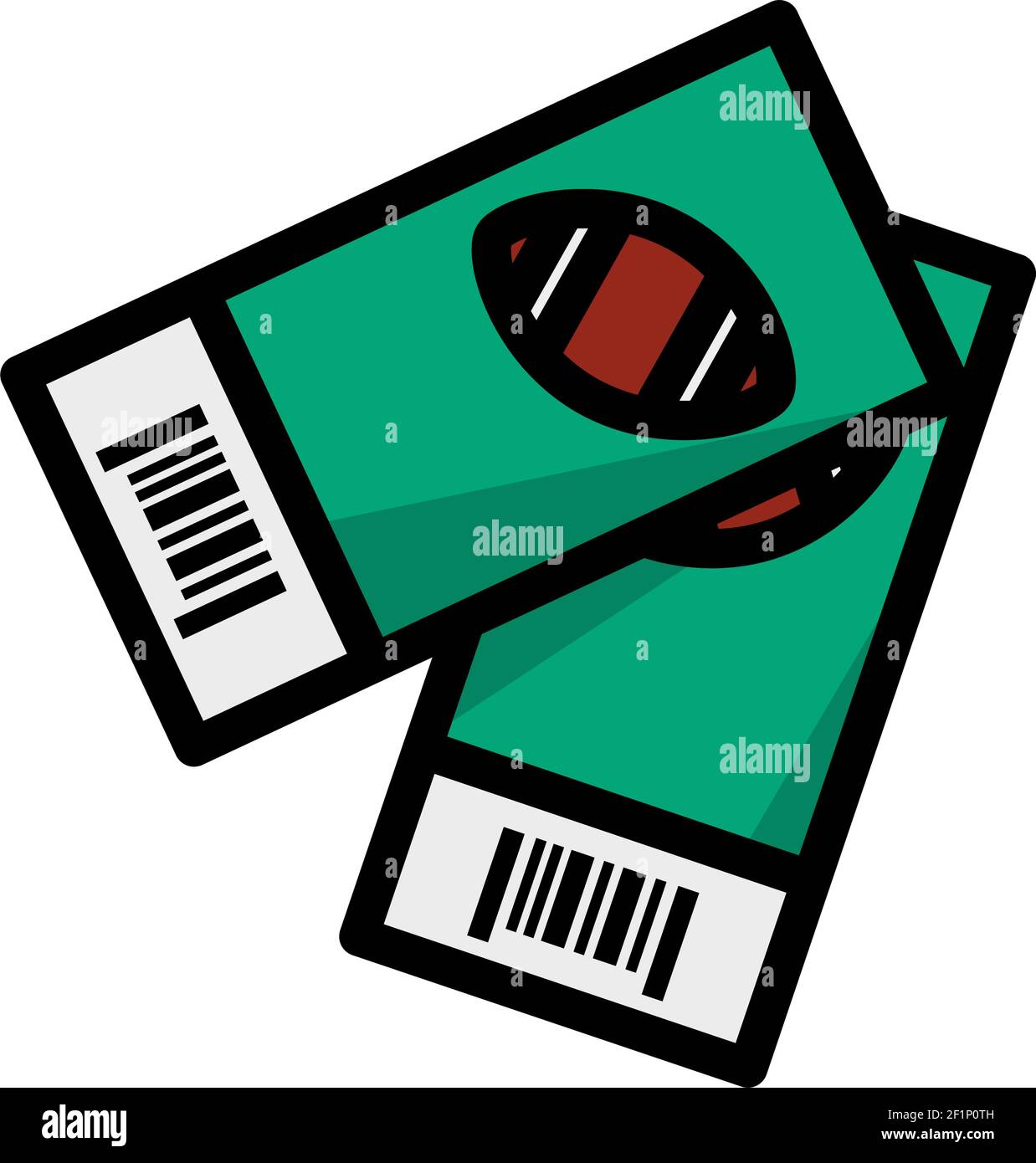 American Football Tickets Icon. Editable Outline With Color Fill Design ...