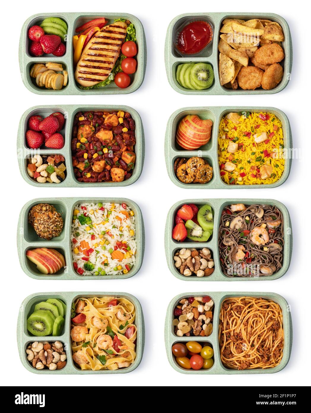 Lunch box with delicious food on a white background Stock Photo - Alamy