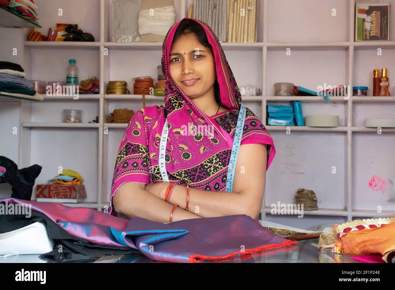 portrait of indian woman tailor at workshop Stock Photo - Alamy