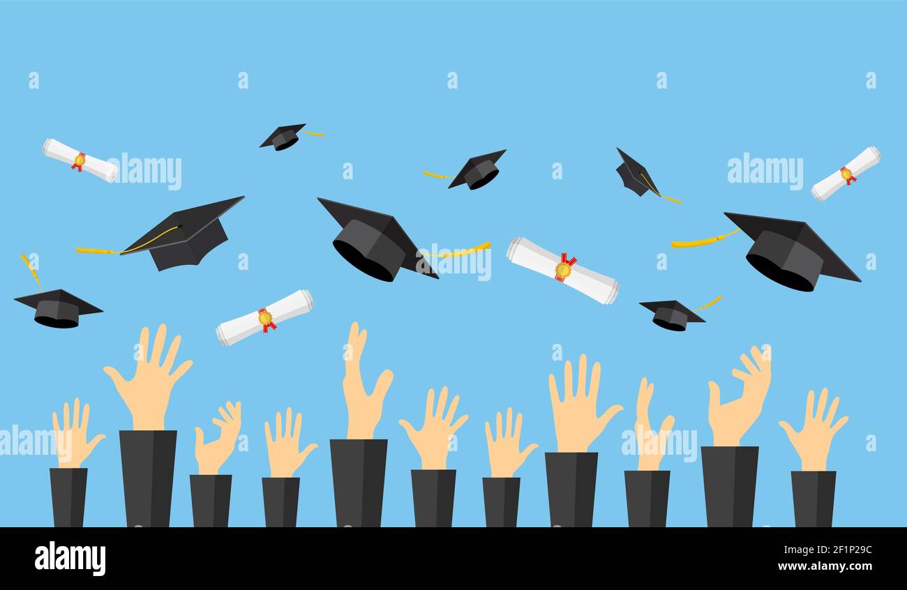 Graduation cap throwing hands vector hi-res stock photography and ...
