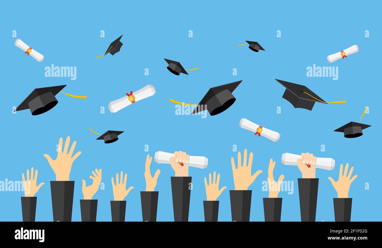 Graduation cap throwing hands vector hi-res stock photography and ...
