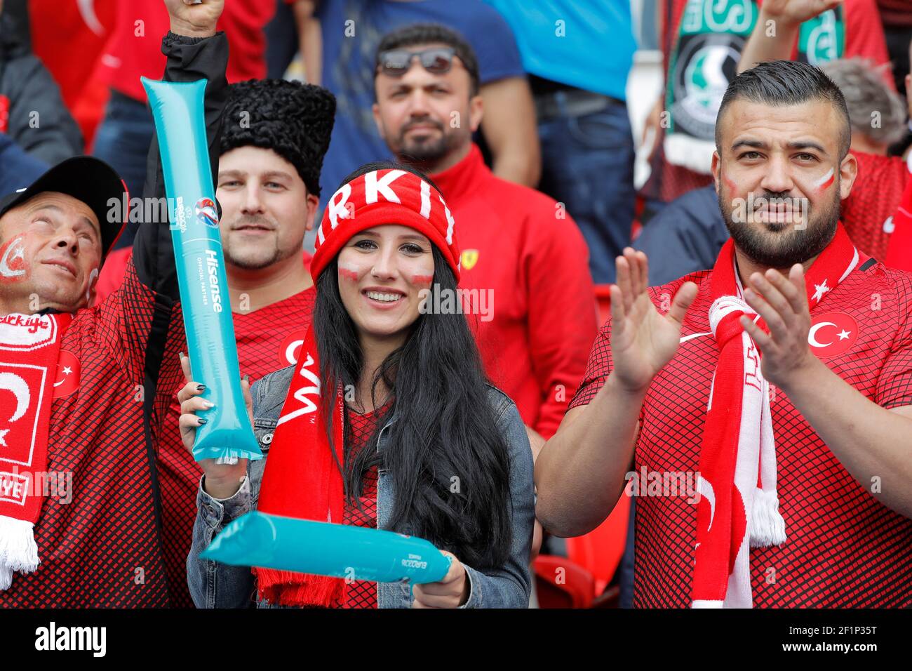 Turkey's supporters during the UEFA Euro 2016, Group D football match ...