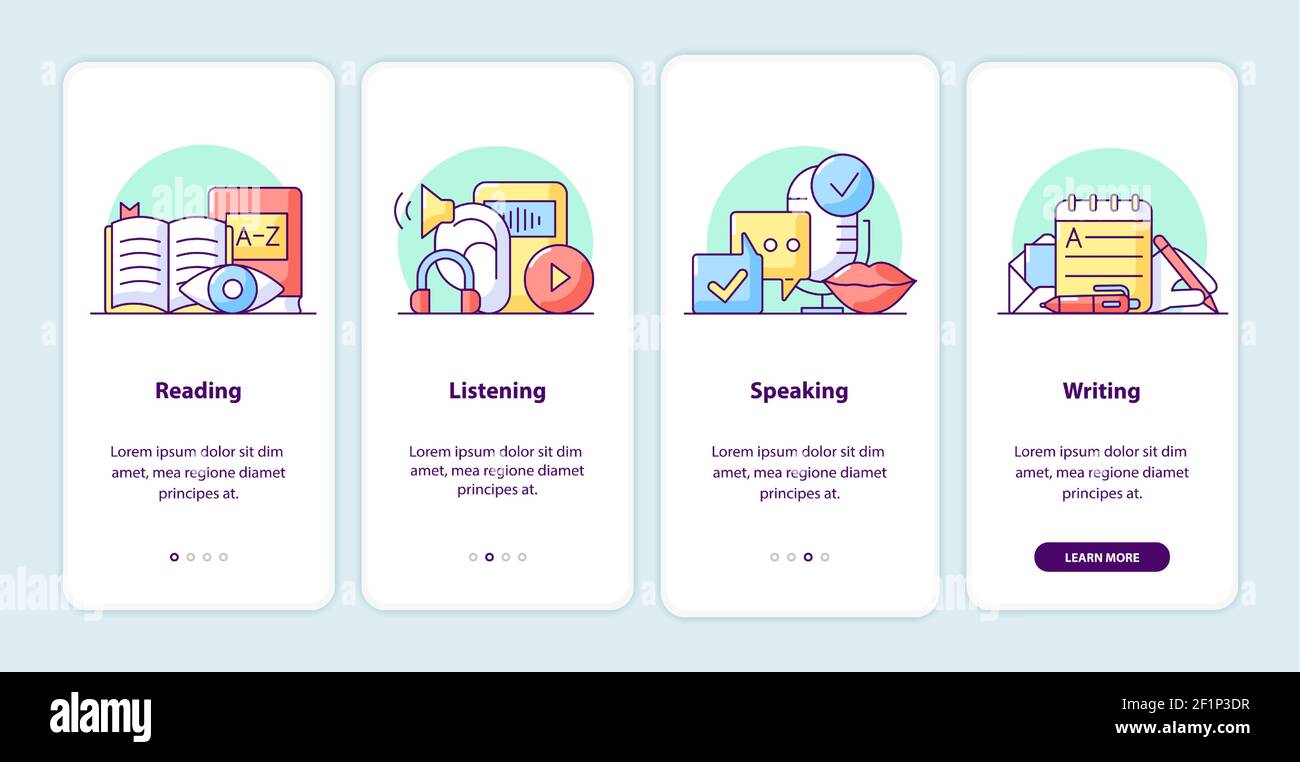 Learning process onboarding app screen pages Stock Vector Image & Art ...