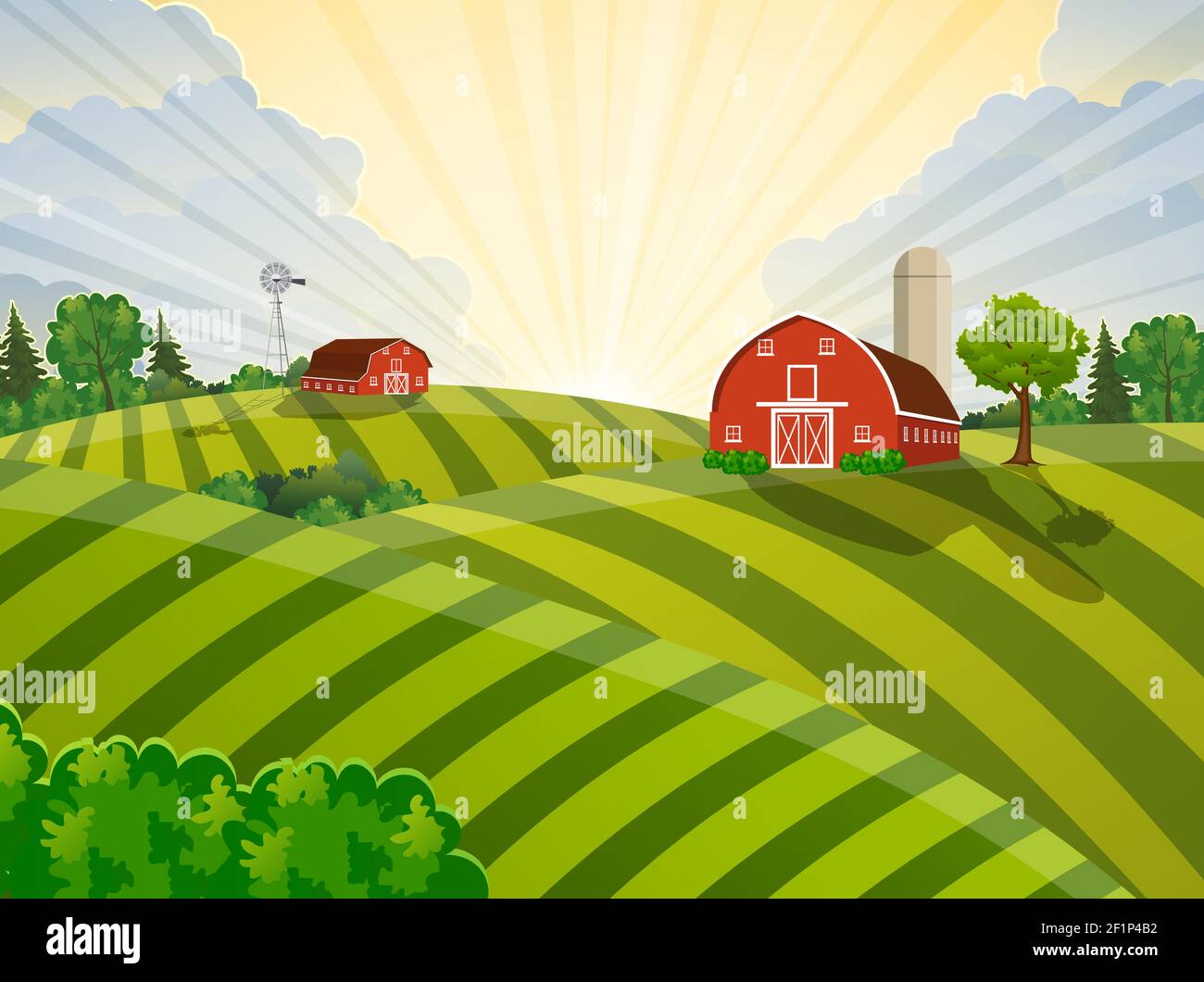 Cartoon farm green seeding field Stock Vector Image & Art - Alamy